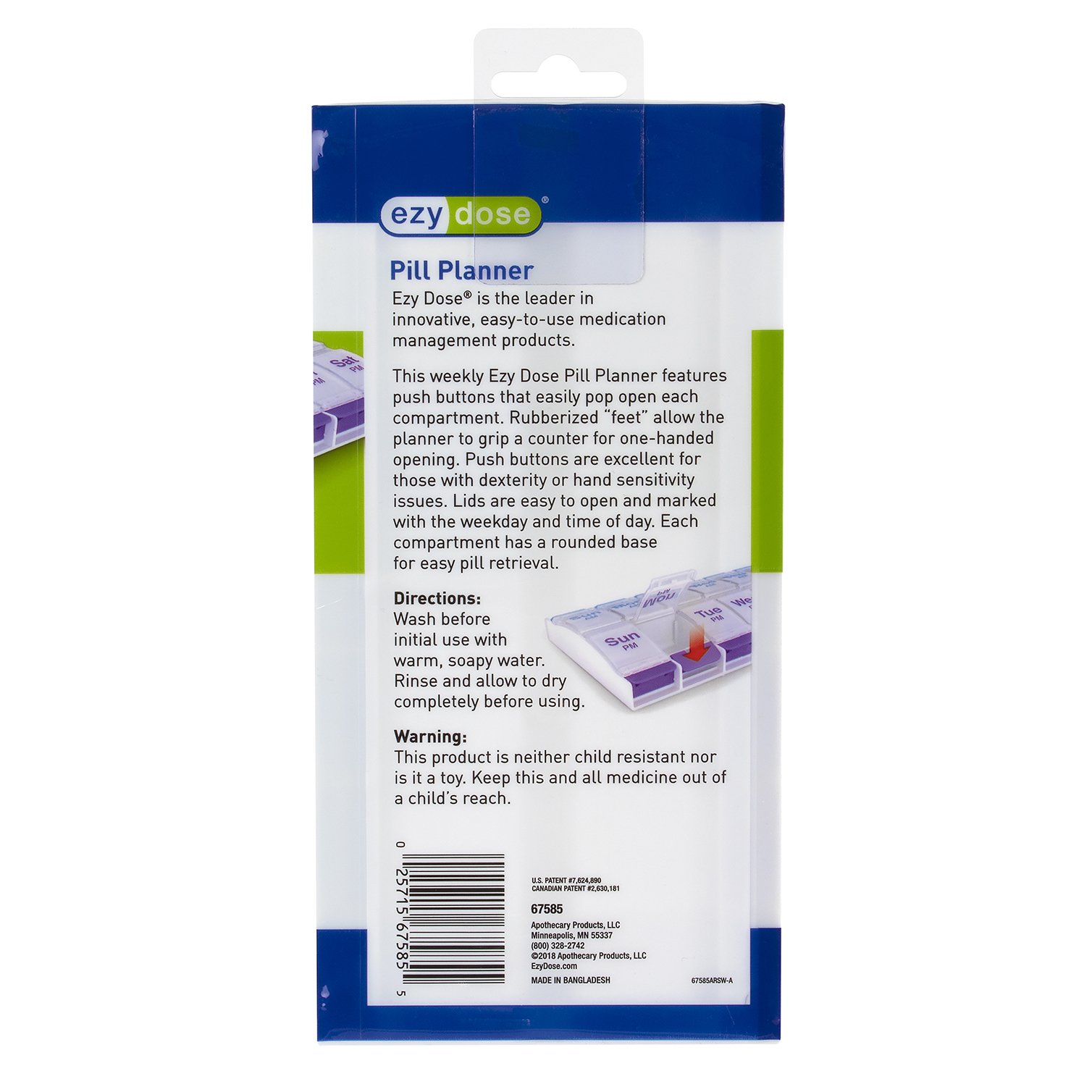 Ezy Dose Push Button Pill Reminder 7 day XL AM/PM - Health7